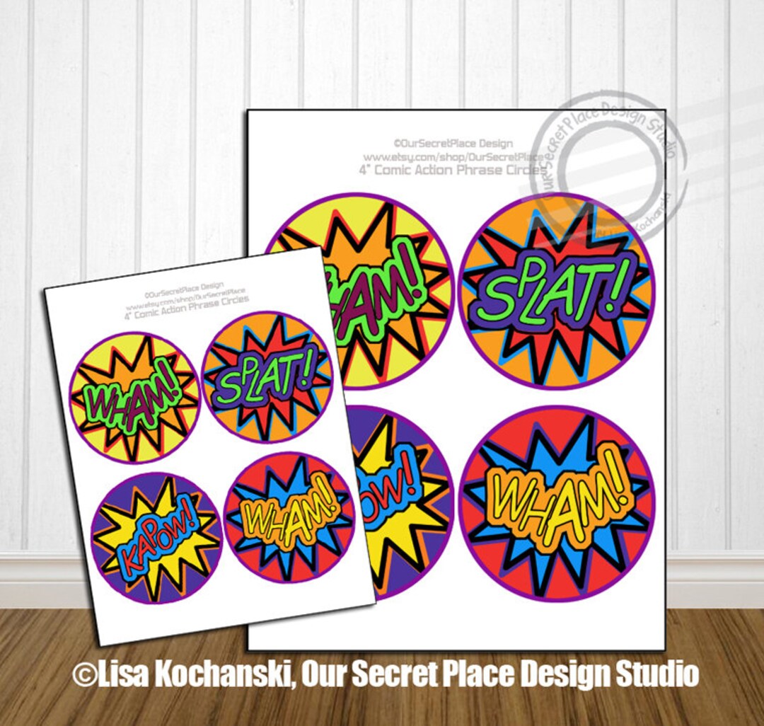 Digital Kids Superhero Label Stickers Superhero Birthday Party ...