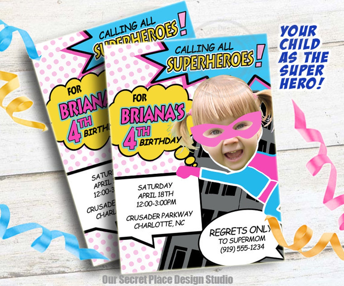 DIGITAL Girl Superhero Birthday Party Invitation Superhero Birthday ...