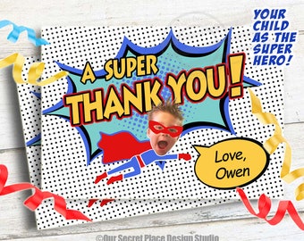 PRINTABLE Superhero Thank You Superheroes Birthday Party Boy