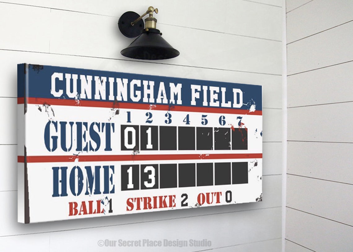 Personalized Baseball Scoreboard Sign Boys Canvas Wall Art Kids Sports ...