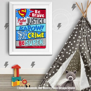 Digital Kids Superhero Wall Art Superhero Room Decor for Boys Superhero ...