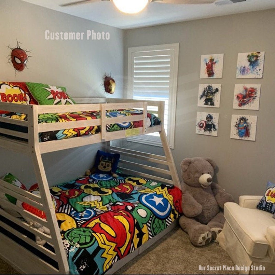 Boys Duvet Cover Superhero Bedding Set Kids Comforter Twin XL - Etsy