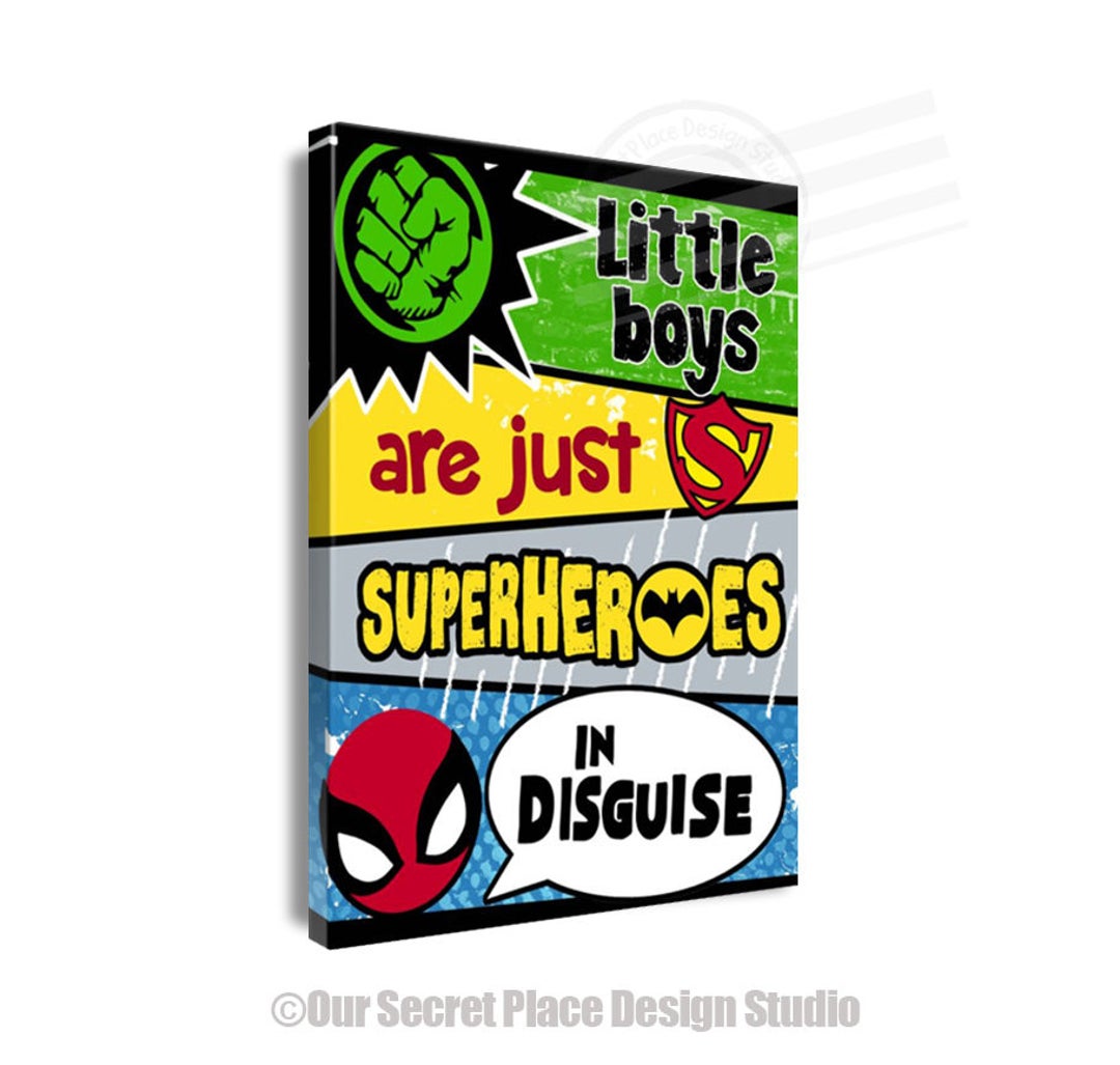 Boys Room Wall Art Canvas Boy Superhero Canvas Superhero Decor ...