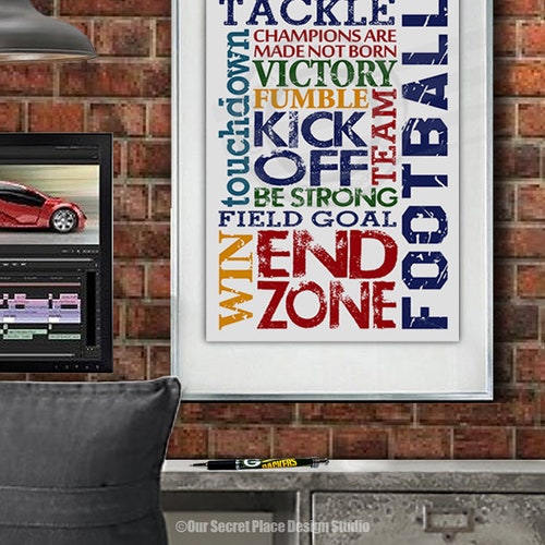 Black & White Football Art Boys Room Sports Decor on Print - Etsy