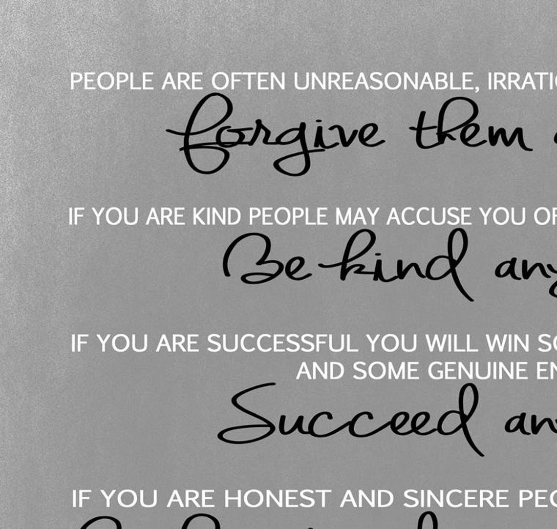 Mother Teresa Canvas Do It Anyway Mother Teresa Quotes on - Etsy