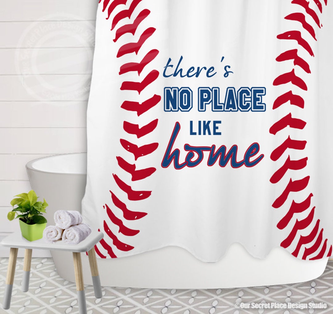 Kids Sports Baseball Shower Curtain Boys Bathroom Decor Baseball ...