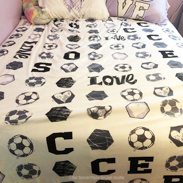Girls Soccer Bedding for Girls Soccer Comforter Soccer Duvet | Etsy