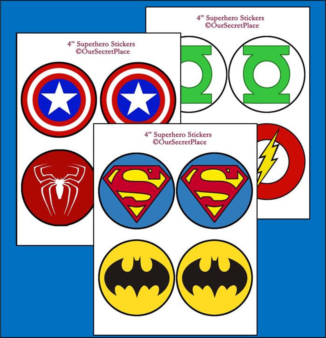 INSTANT DOWNLOAD Superhero Logo Stickers Superhero Stickers - Etsy