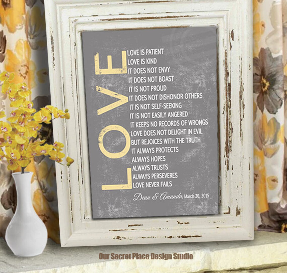 Personalized Wedding Date Sign Love is Patient 1 Corinthians | Etsy