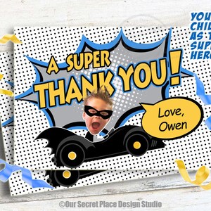 Photo Thank You Card Kids Superhero Thank You Photo Card Super - Etsy