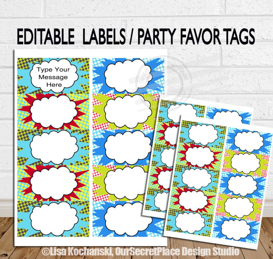 INSTANT DOWNLOAD Editable Superhero Labels Editable Tags Superhero ...
