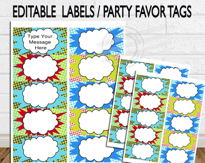 INSTANT DOWNLOAD Editable Superhero Labels Editable Tags Superhero ...