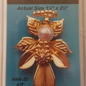 Angelique Kits Beaded Gold Metal Angel Leaf Pin Brooch Jewelry Beading ...