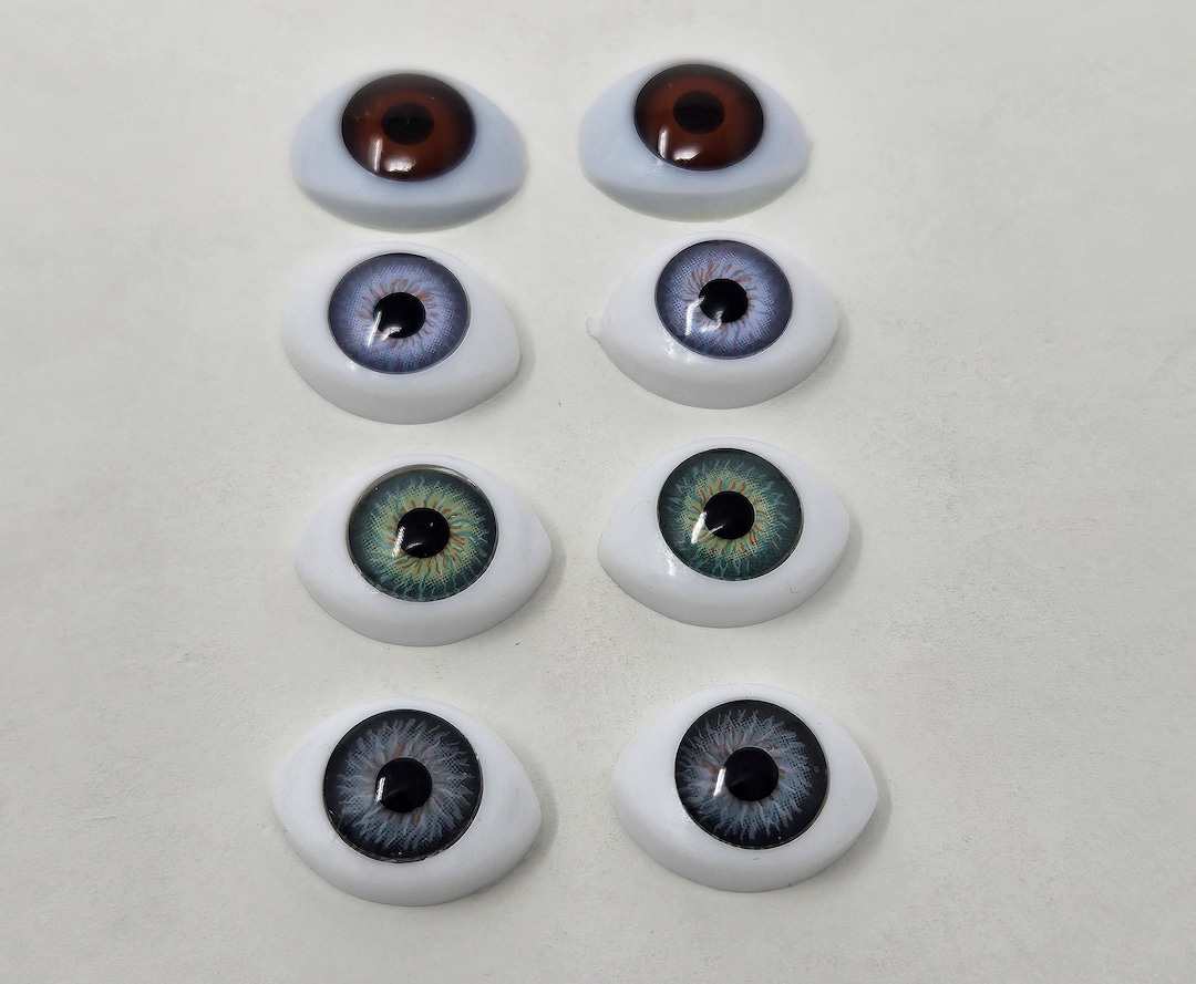 4 Pair of Zim's Vintage 8mm Iris Oval Realistic Blue Gray, Green or ...