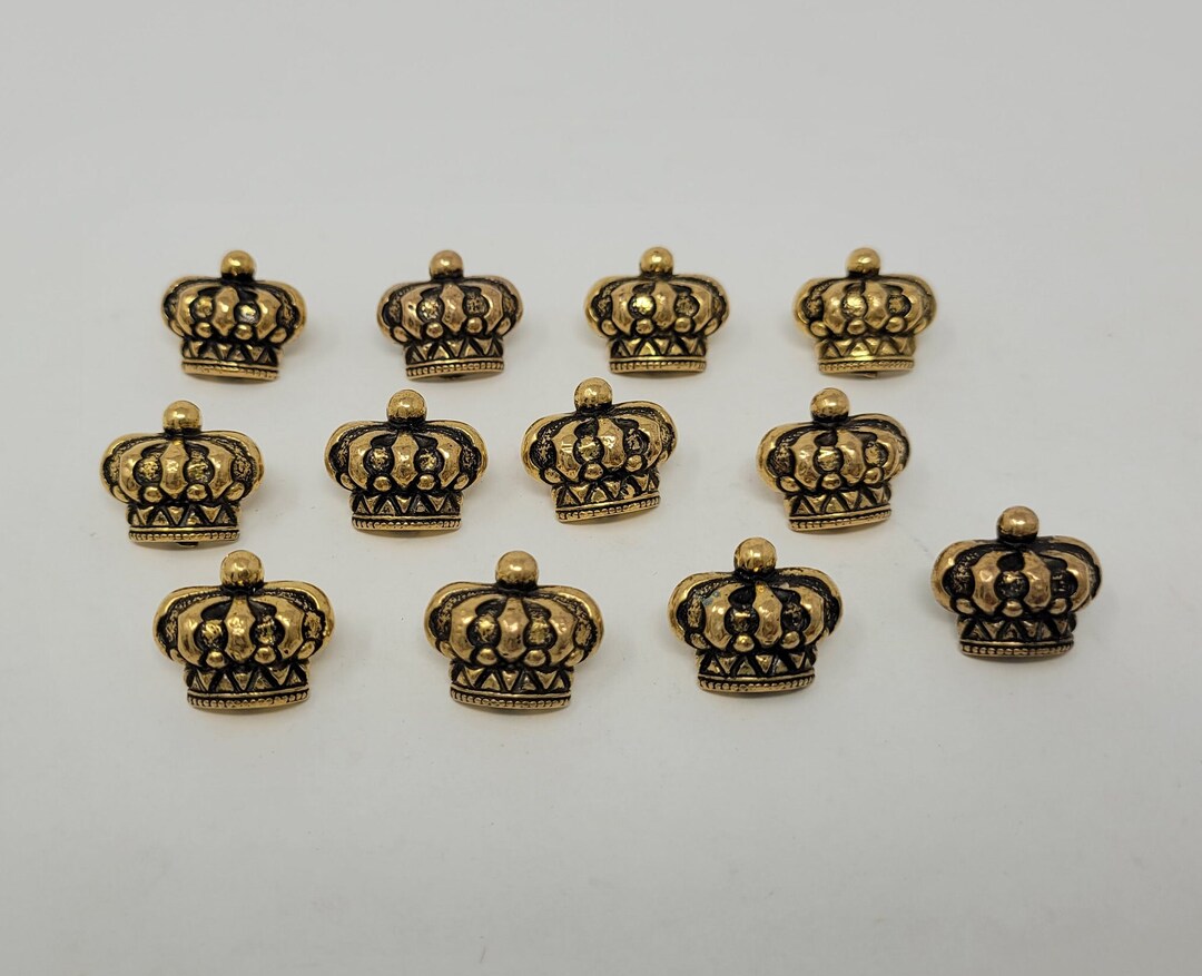 12 Pcs Crown Shaped Gold or Silver Molded Plastic Sewing Buttons ...