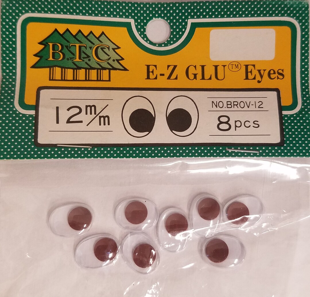 12 Packs BTC E-Z GLU Movable Brown Wiggle Googly Eyes 12mm Oval Shape ...