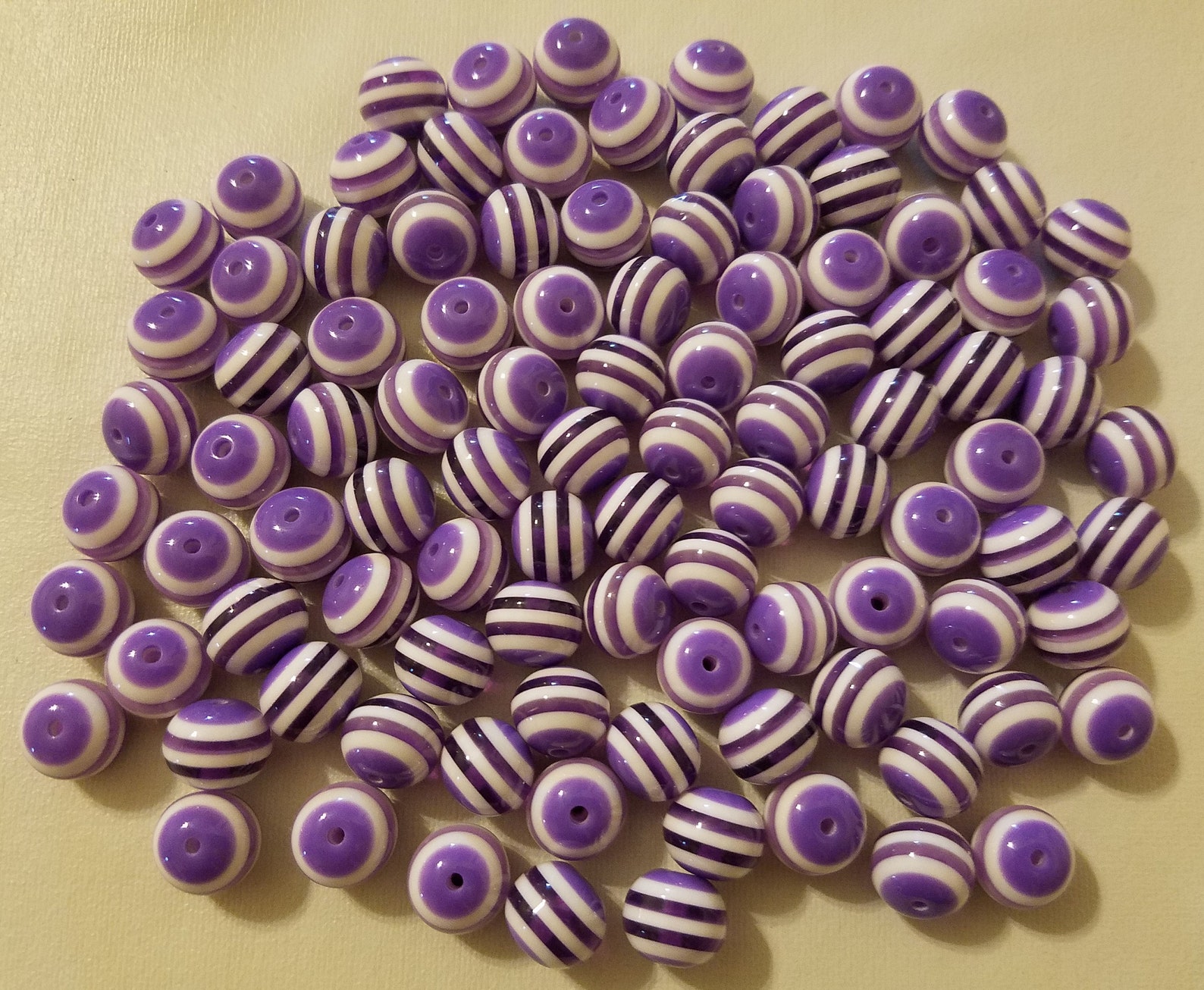 Lot of 100 Small Round 12mm Resin Striped Rainbow Beads - Etsy