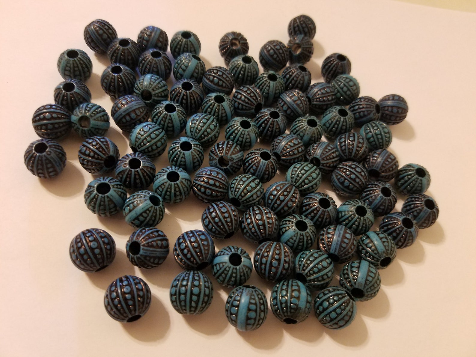 Lot of 50 Fluted Corrugated Plastic Craft Jewelry Macrame Beads 12mm ...