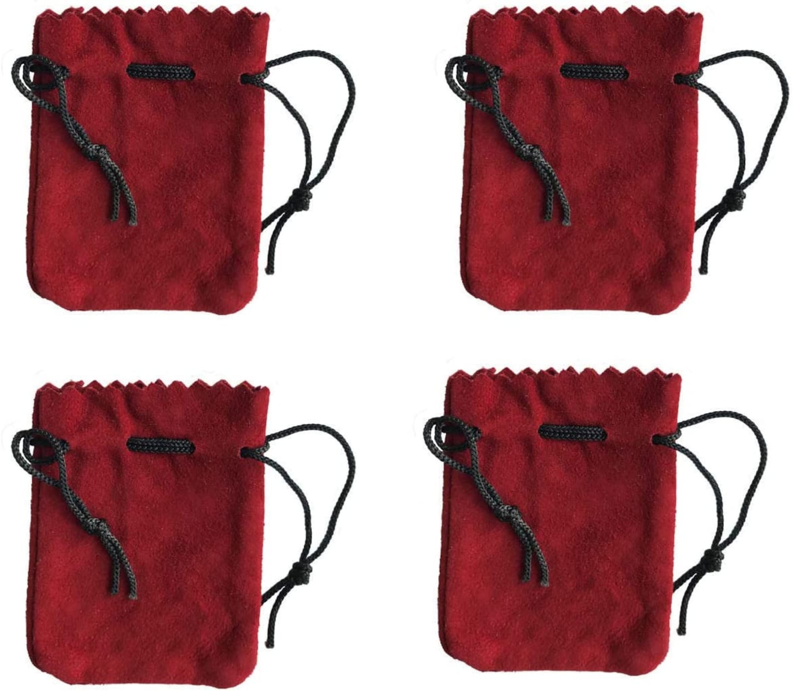 Pack of 4 Small Genuine Suede Leather Drawstring Pouch Bag for Jewelry ...