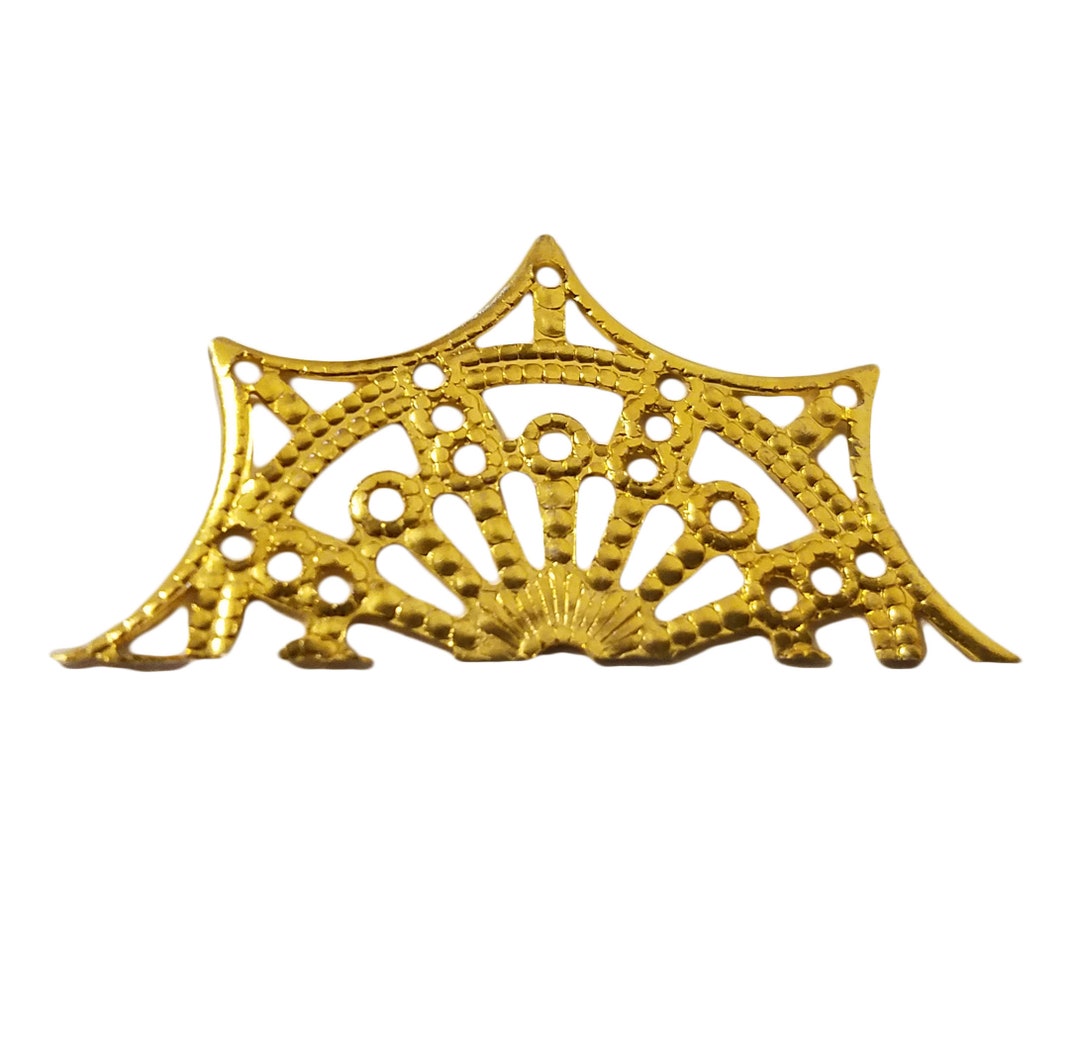 20 Pcs Vintage Gold Metal Filigree Scalloped Edge Half Circle Trim ...