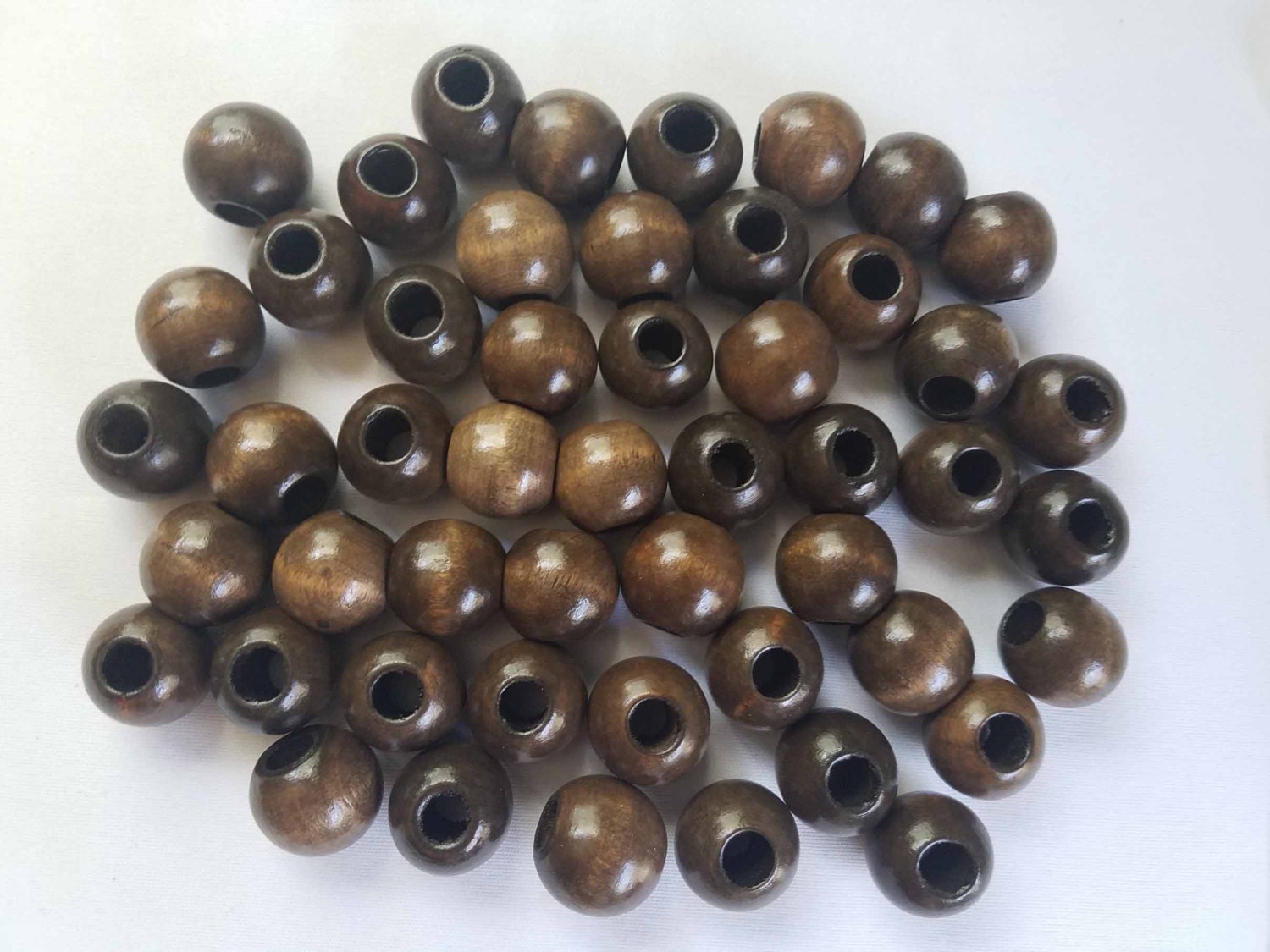 Lot of 50 Wood Round Macrame Wooden Craft Plant Hanger Beads | Etsy