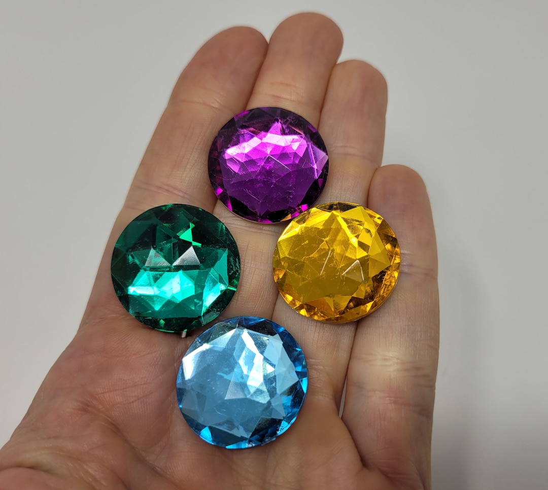 Bulk 100 Pcs Large 24mm Round Crystal Faceted Acrylic Rhinestones Glue ...