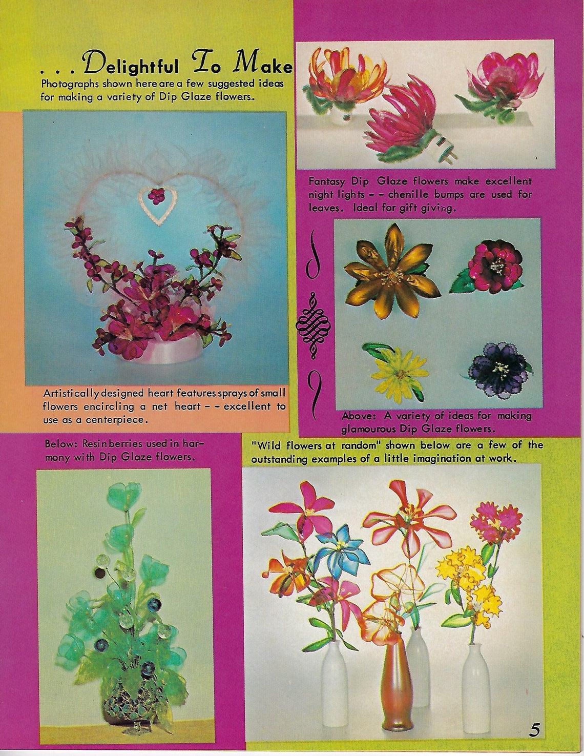 PDF ONLY Glass-like Flowers the Shape and Dip Way Vintage 1960's How to ...