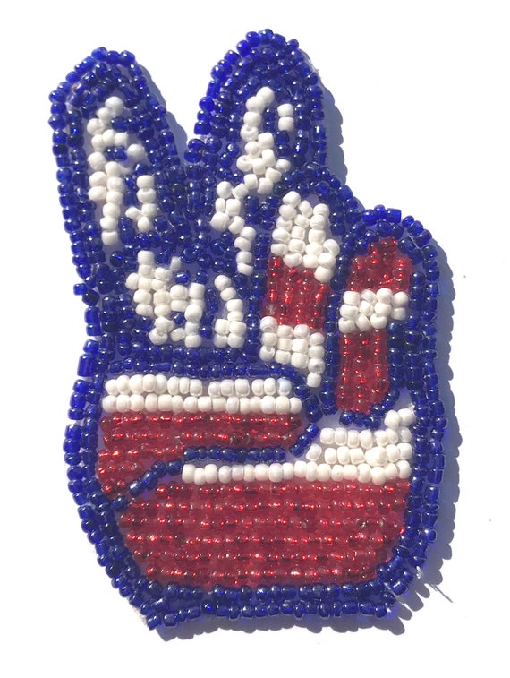 Pack of 2 Peace Sign Hand Symbol Beaded Sew-On Applique Craft | Etsy