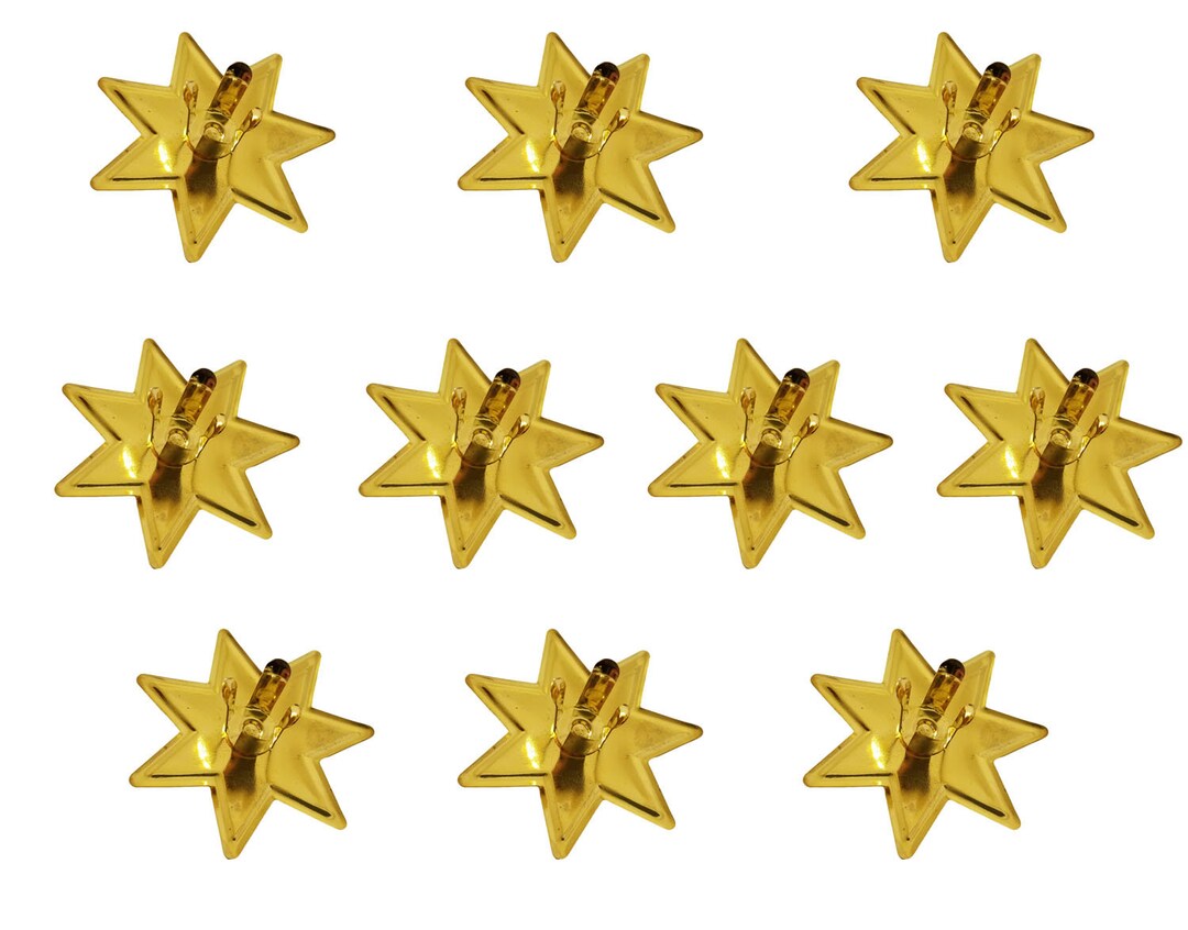 Lot of 10 Gold Metal Star 2-1/4" Clip-on Ornament Christmas Craft ...