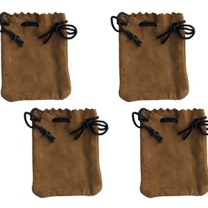 Pack of 4 Small Genuine Suede Leather Drawstring Pouch Bag for Jewelry ...