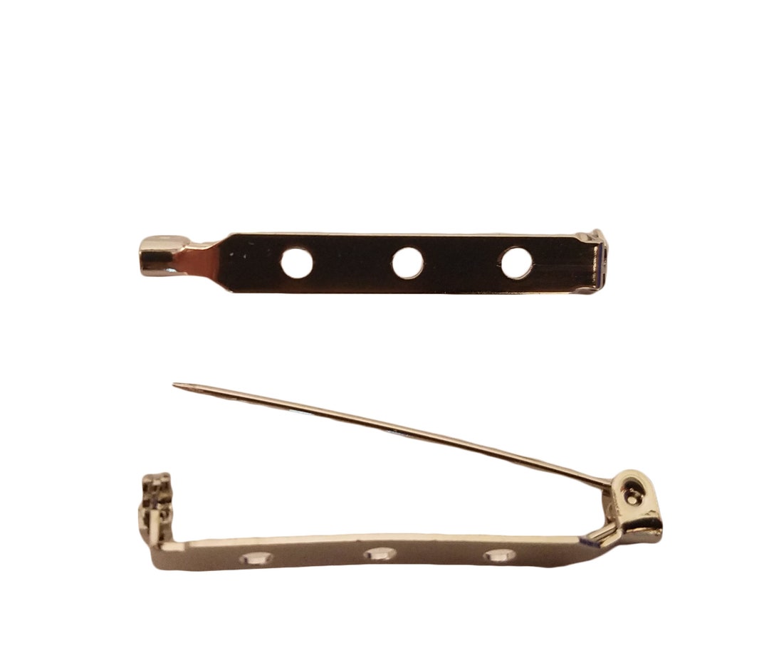 50 Pcs Silver Nickel or Gold Tone Brass Safety Catch Locking Bar Pins ...