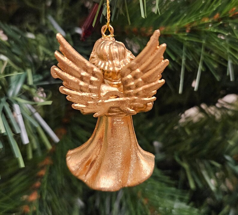Pack of 12 Vintage Miniature 2" Gold Plastic Angel With Accordion or ...