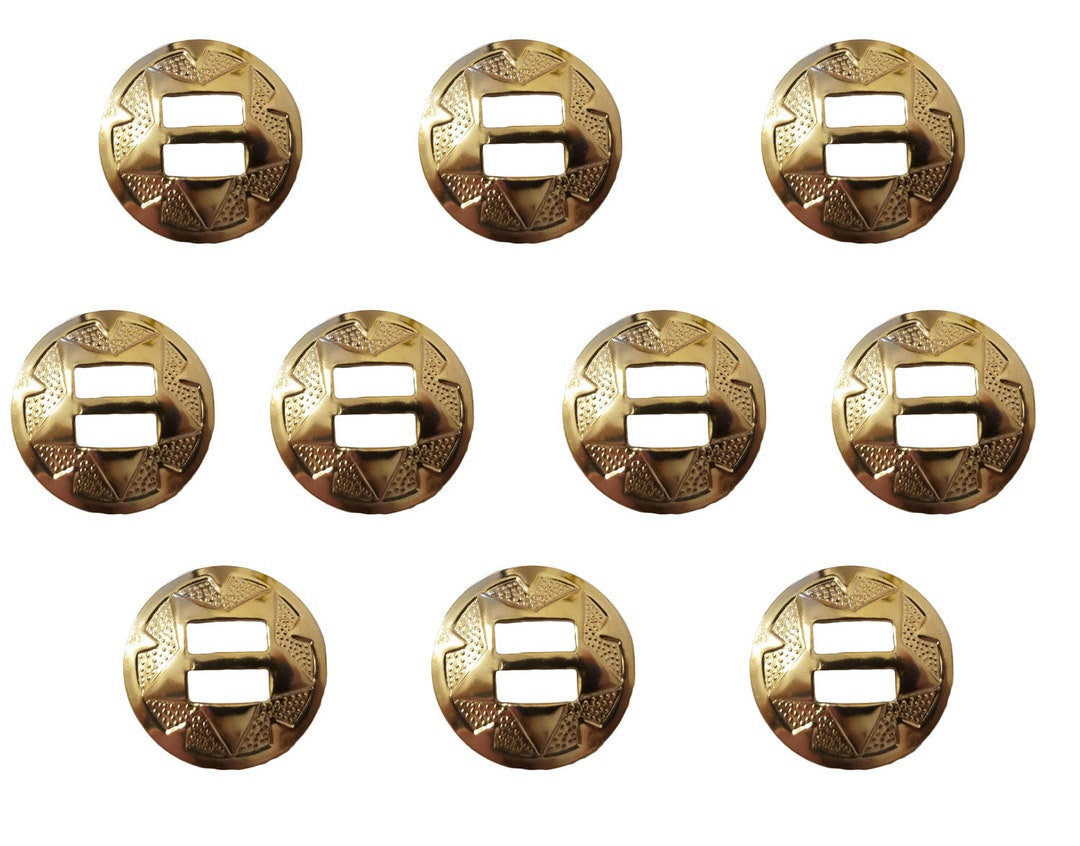 10 Pcs Small Round Silver or Gold Star Slotted Concho Metal Western ...