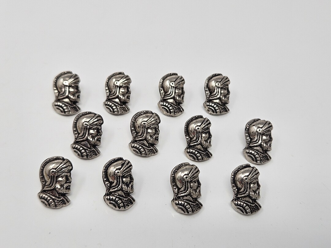 12 Pcs Roman Centurion Bust Silver or Gold Molded Plastic Sewing Shank ...