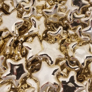 Pack of 50 Shiny Metallic Puffy Star-shaped Plastic Beads 1" Inch 25mm ...