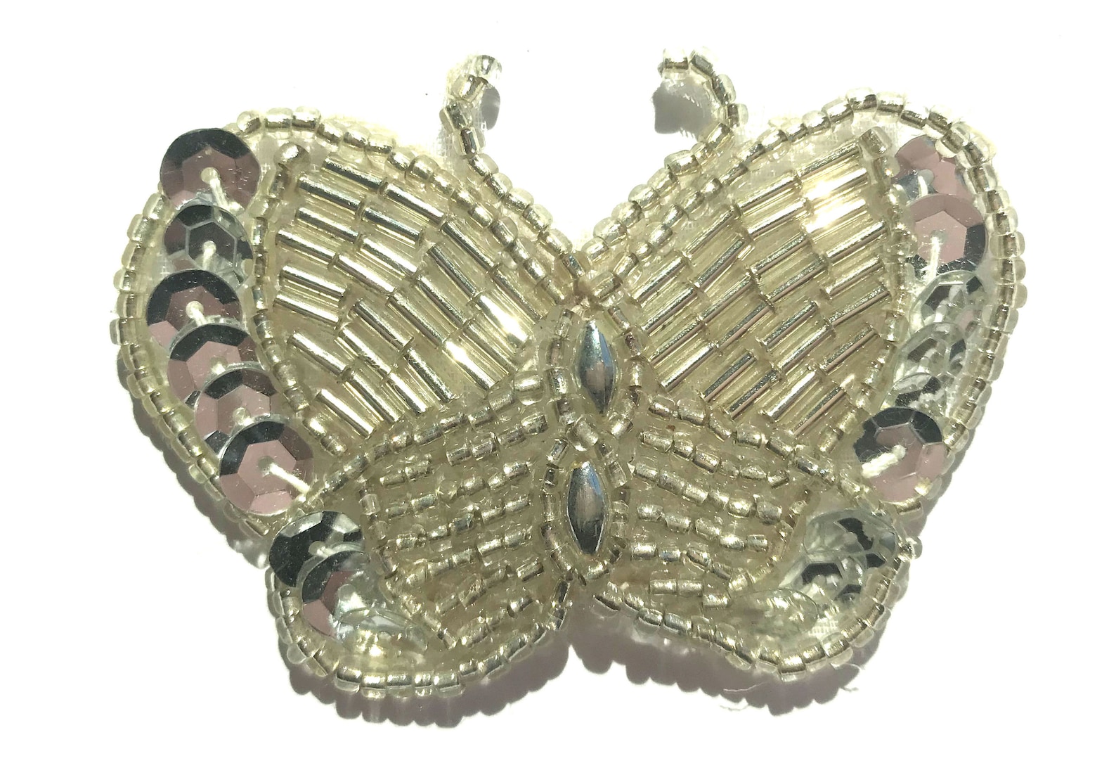 Pack of 2 Small Butterfly Butterflies Beaded Sequined Sew-on Applique ...
