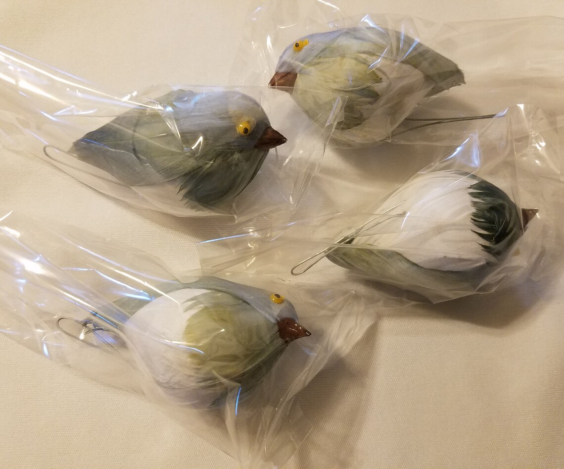 Pack of 4 Small 3 Blue Gray Grey Robin Artificial Birds - Etsy
