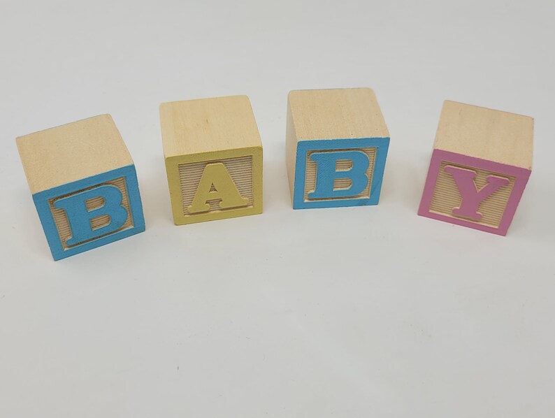 16 Vintage Wood Baby Blocks Cubes B-A-B-Y Alphabet Letters for Crafts ...
