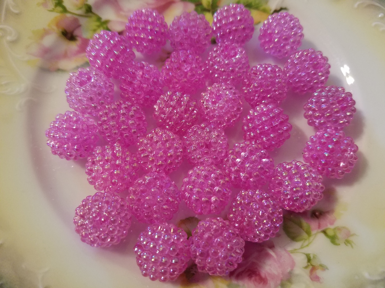 100 Pcs Vintage 15mm Iridescent Berry Raspberry Beads Plastic - Etsy