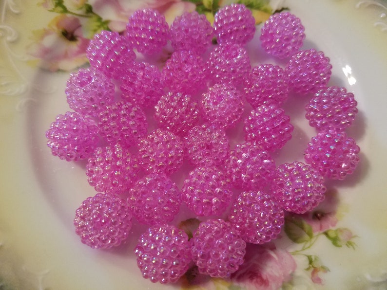 100 Pcs Vintage 15mm Iridescent Berry Raspberry Beads Plastic - Etsy