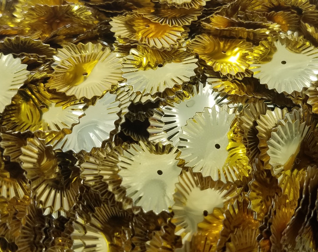 150 Pcs Vintage Loose Sunburst Spangles Sequins 18mm Metallic Gold for ...