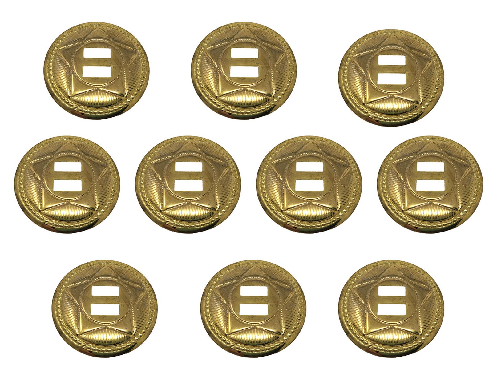 10 Pcs Gold Metal Large 1-1/2" Round Star Slotted Conchos Southwestern ...