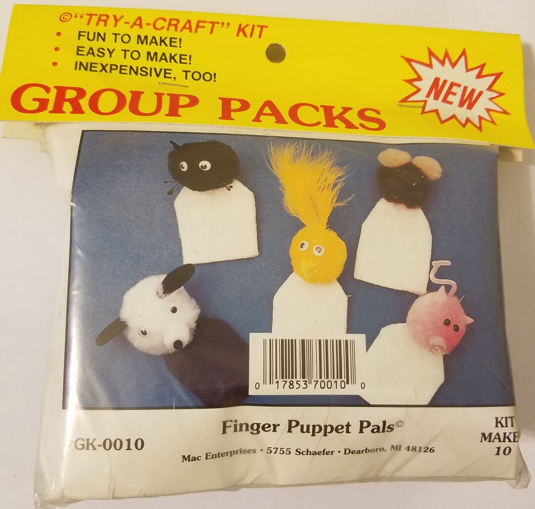 Finger Puppet Pals Kids' Group Craft Project Kit With Pom Poms From ...