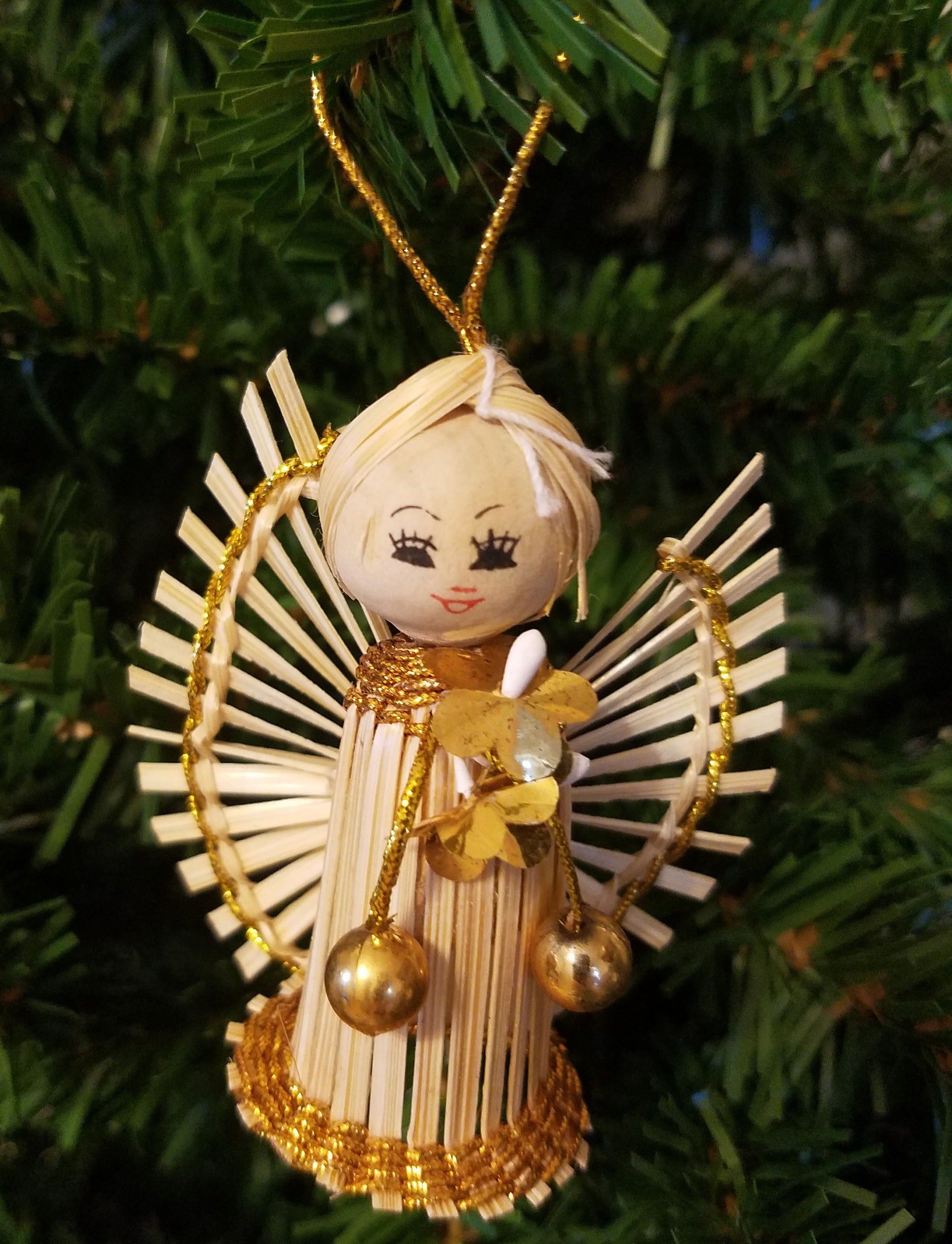 Pack of 12 Vintage Natural Raffia Straw Angel Christmas Ornaments - Etsy