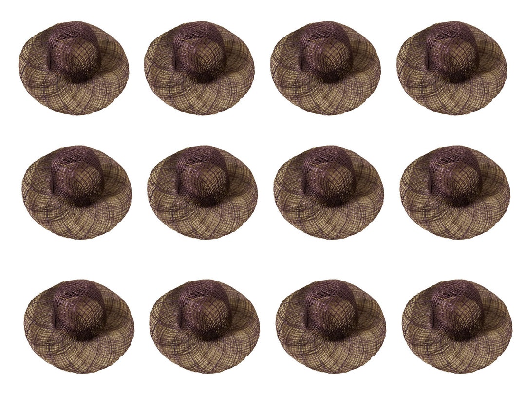 Pack of 12 Vintage 3" Miniature Natural Sinamay Woven Sun Hats Barbie ...