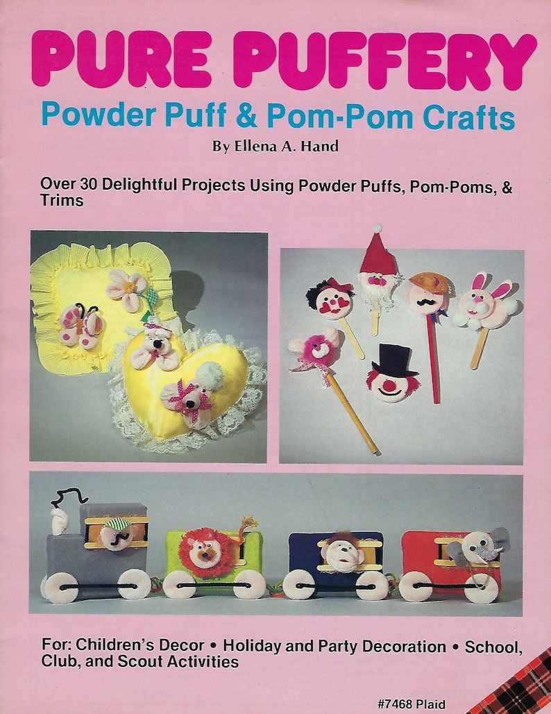 Pure Puffery Powder Puffs & Pom-poms Kids Arts Crafts Projects Vintage ...