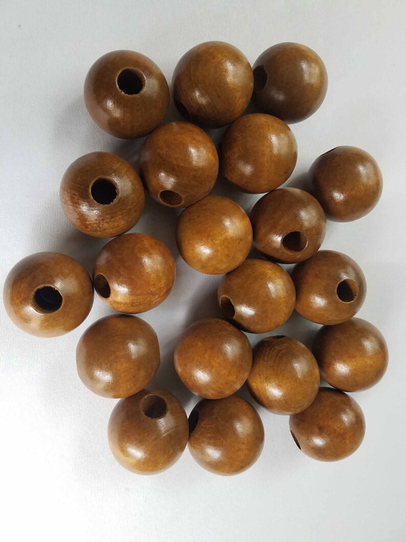 Lot of 20 Wood Round Macrame Plant Hanger Wooden Craft Beads | Etsy