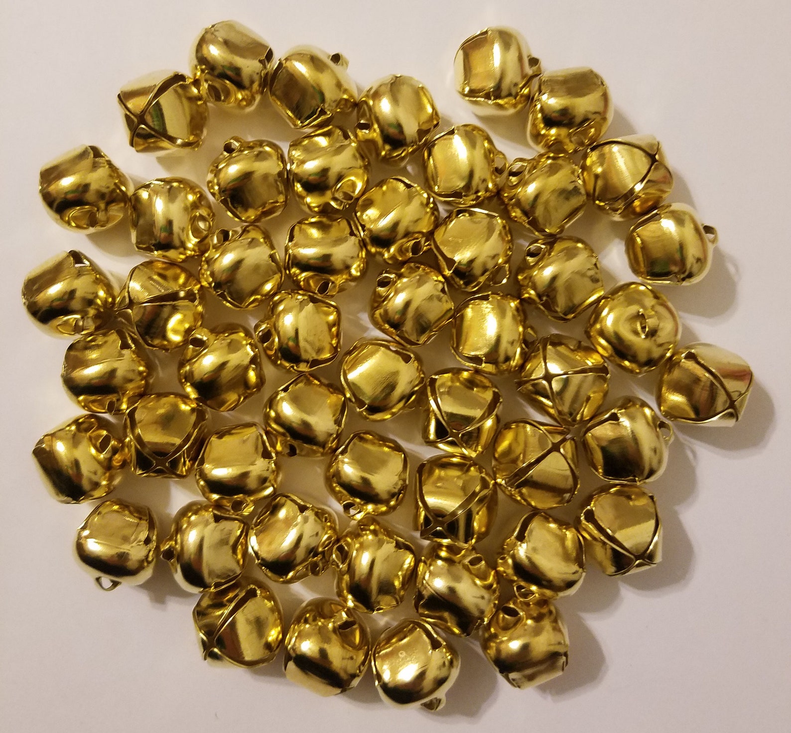 Lot of 50 Shiny Gold Metal Jingle Bells for Christmas Crafts 20mm 3/4 ...