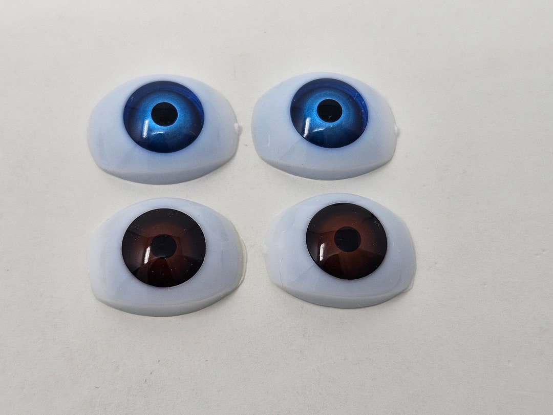 3 Pair of Zim's Vintage 10mm Iris Oval Realistic Blue or Brown Plastic ...