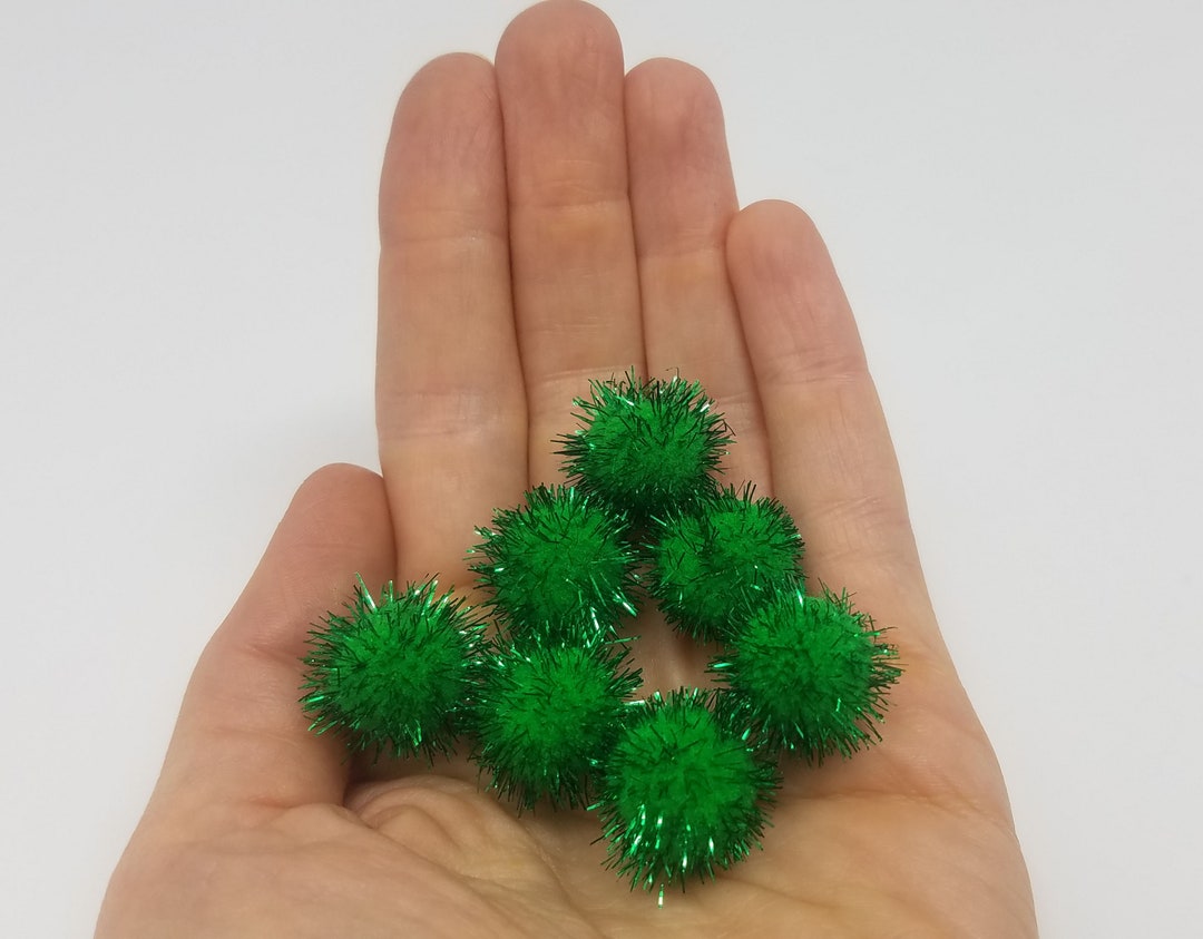 Lot of 144 Pcs Green Tinsel Metallic Sparkle Pom Poms for Christmas ...